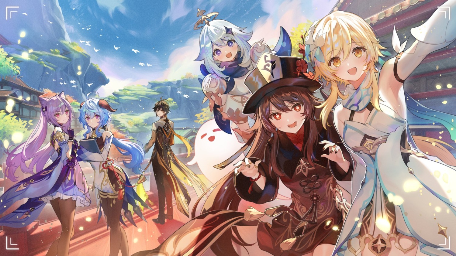 necomi genshin impact ganyu hu tao keqing lumine paimon zhongli asian clothes dress horns no bra ...